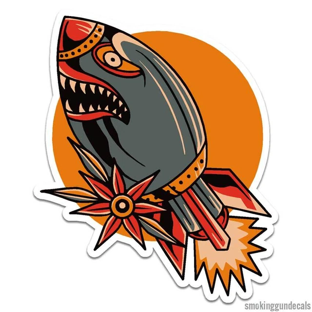 Bomb Missile Rocket Sticker Indoor Outdoor Phone Decal Water Bottle ...