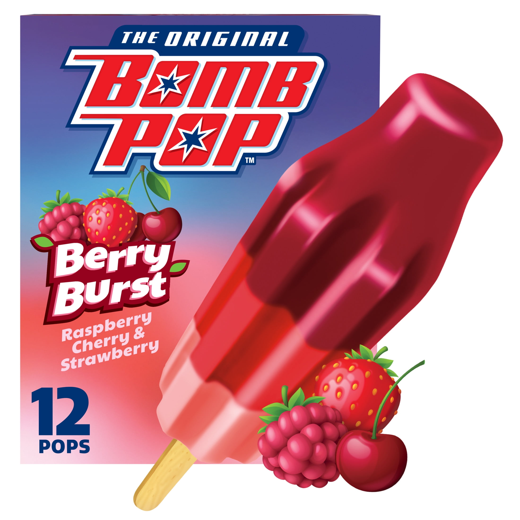 Bomb Pop Berry Burst Freeze Ice Pop, Frozen Freezer Dessert, 12 Pack - Walmart.com