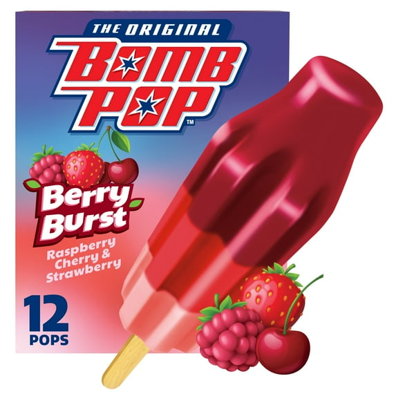 Bomb Pop Berry Burst Freeze Ice Pop, Frozen Freezer Dessert, 12 Pack - Walmart.com