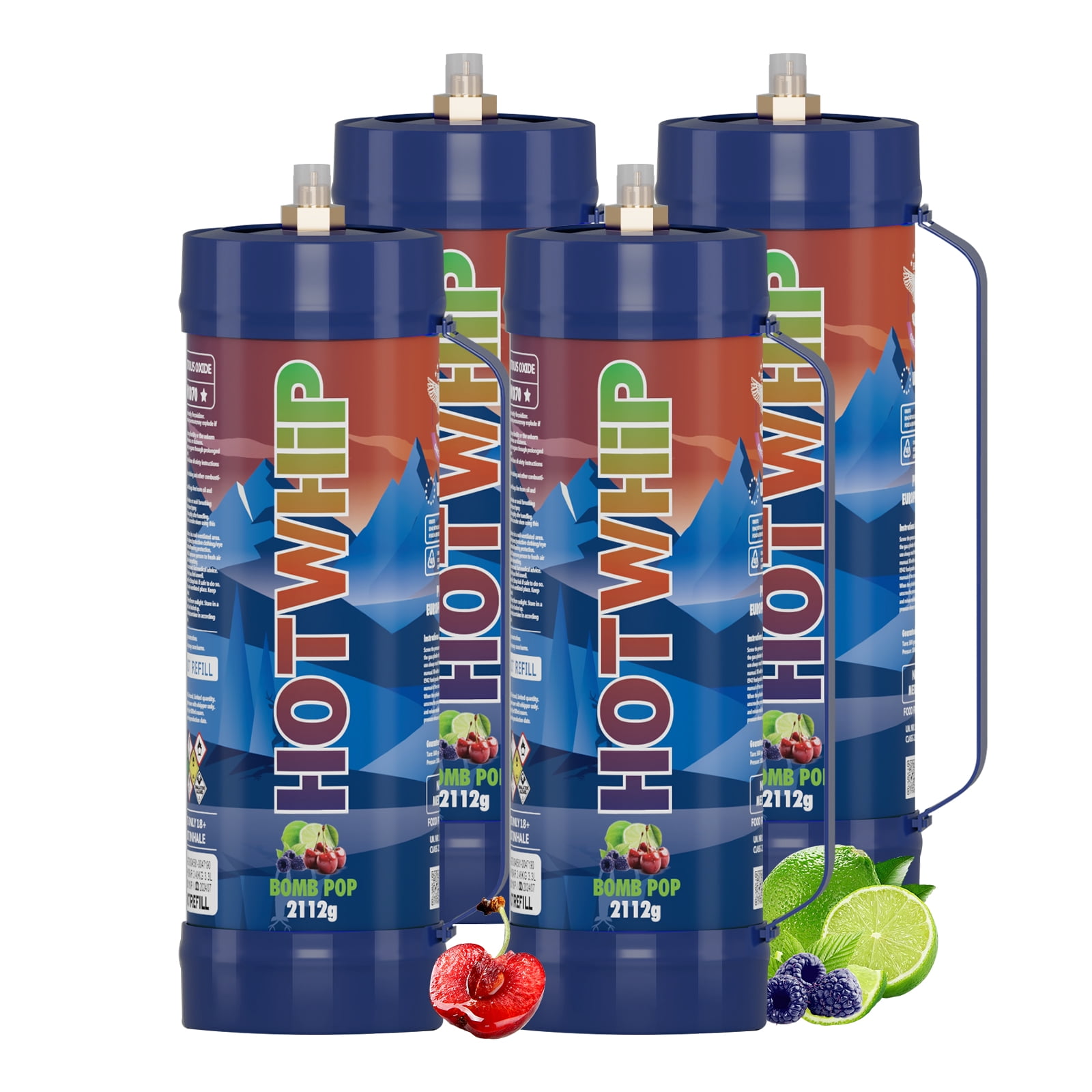 Bomb Pop Flavored N2O Chargers Food Grade Nitrous Oxide Tank (4, 2112g ...