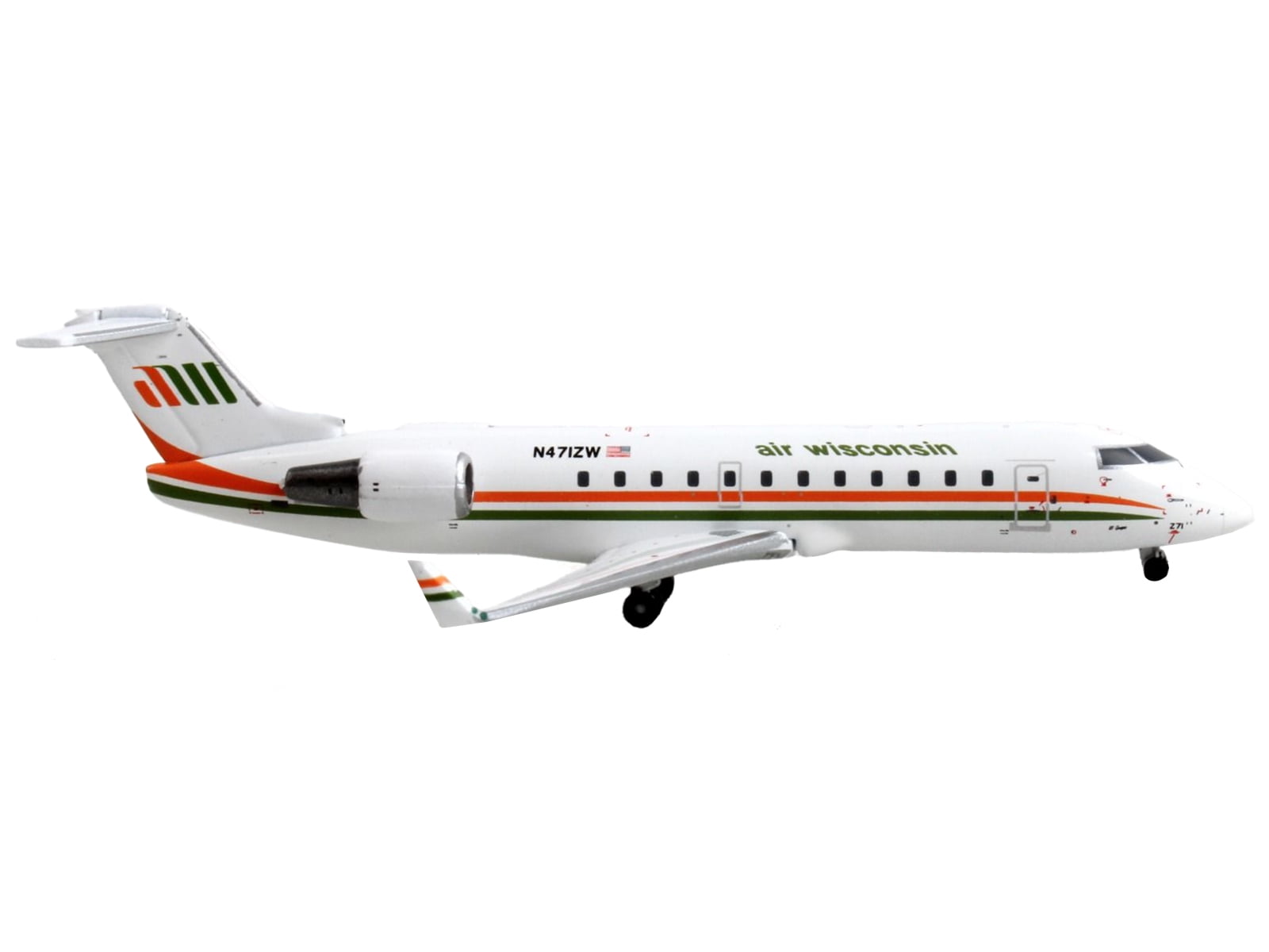 Bombardier CRJ200 Commercial Aircraft "Air Wisconsin" White with Orange ...