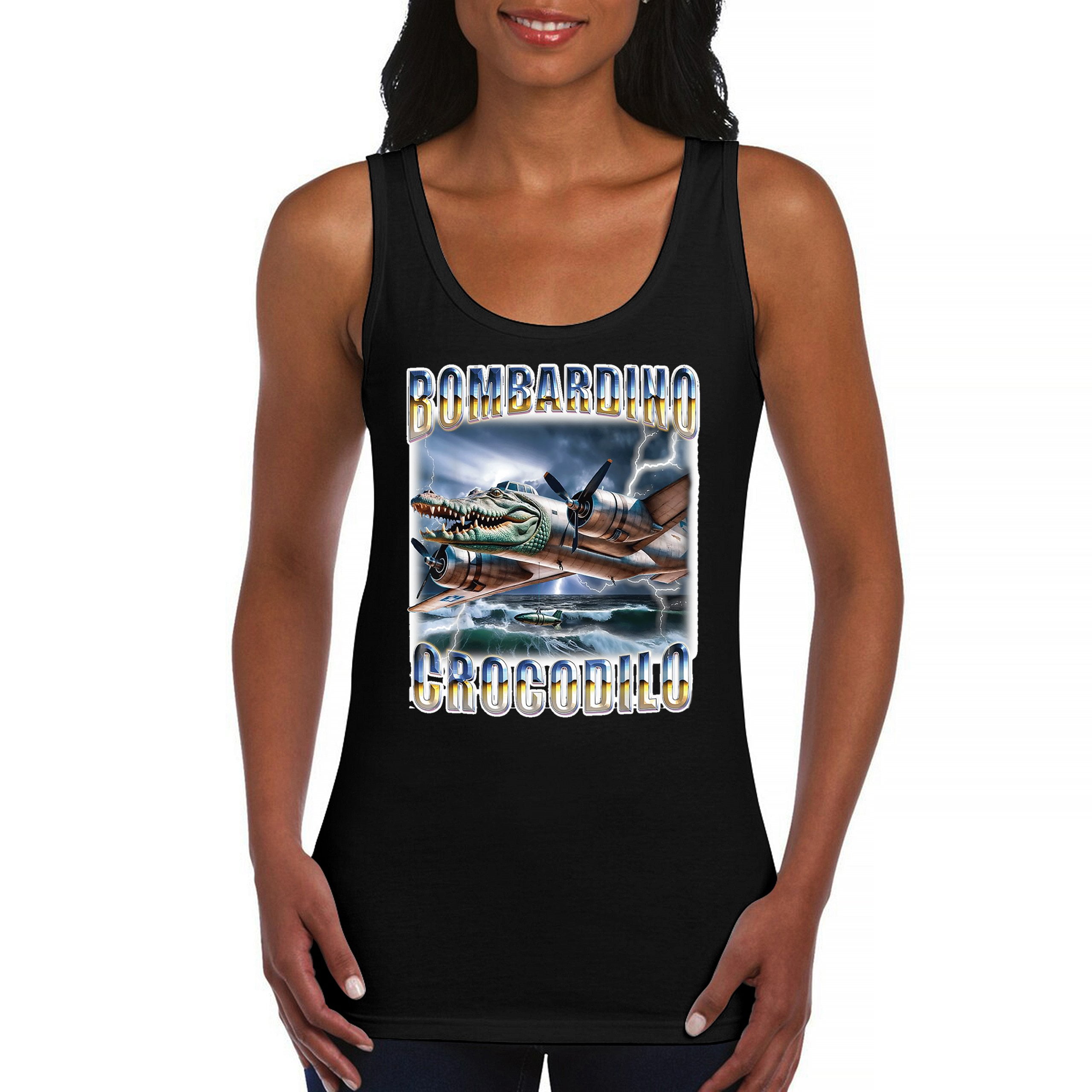 Bombardino Crocodilo Women's Tank Top Fun Italian Brainrot Gen Z Alpha ...