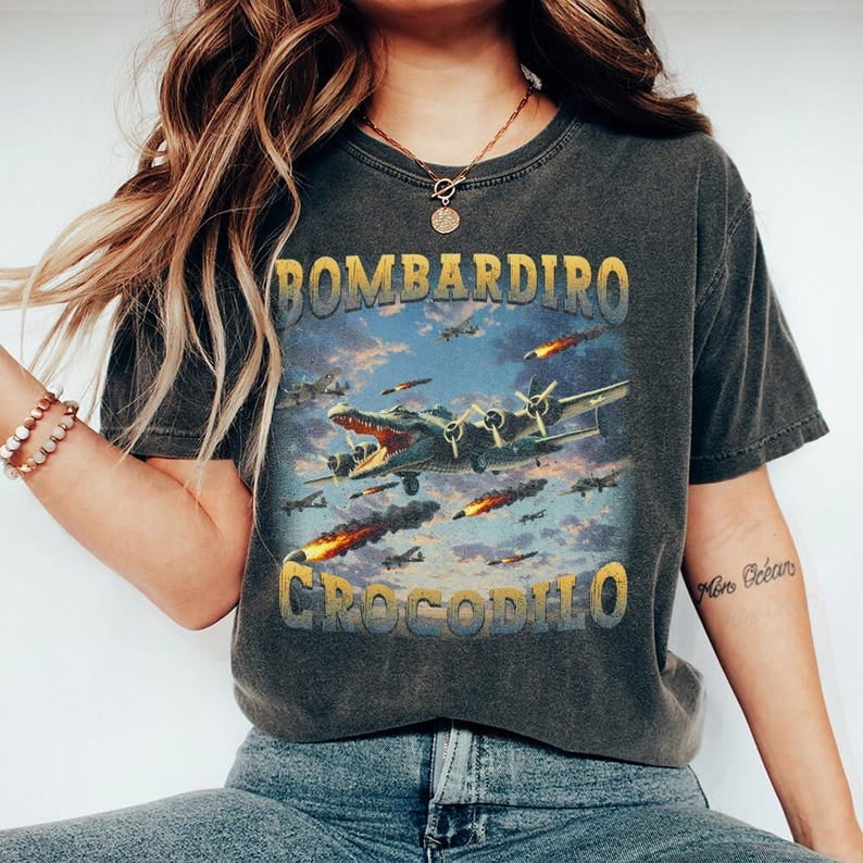 Bombardiro Crocodilo Funny T-shirt, Meme Shirts, Crocodile Tshirt ...
