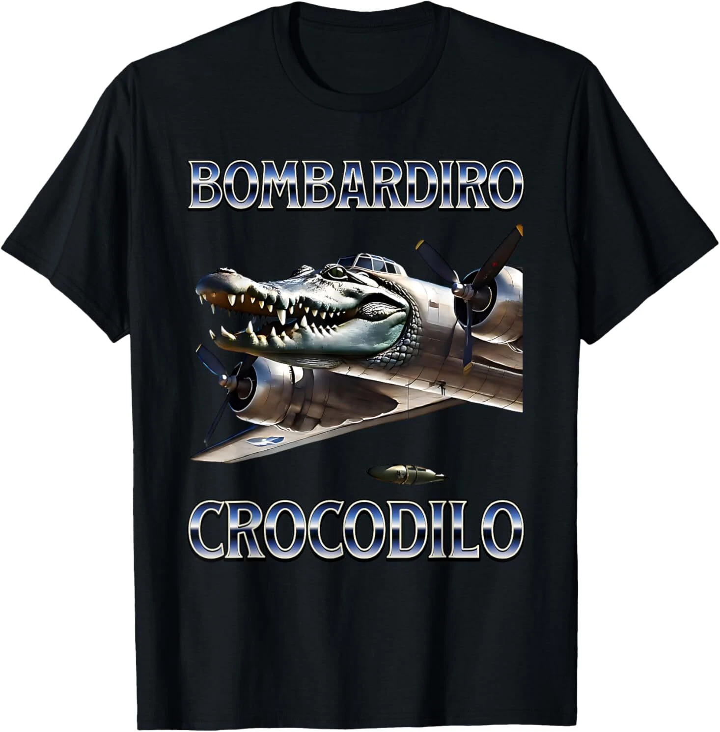 Bombardiro Crocodilo - Italian Brainrot Meme T-Shirt - Walmart.com