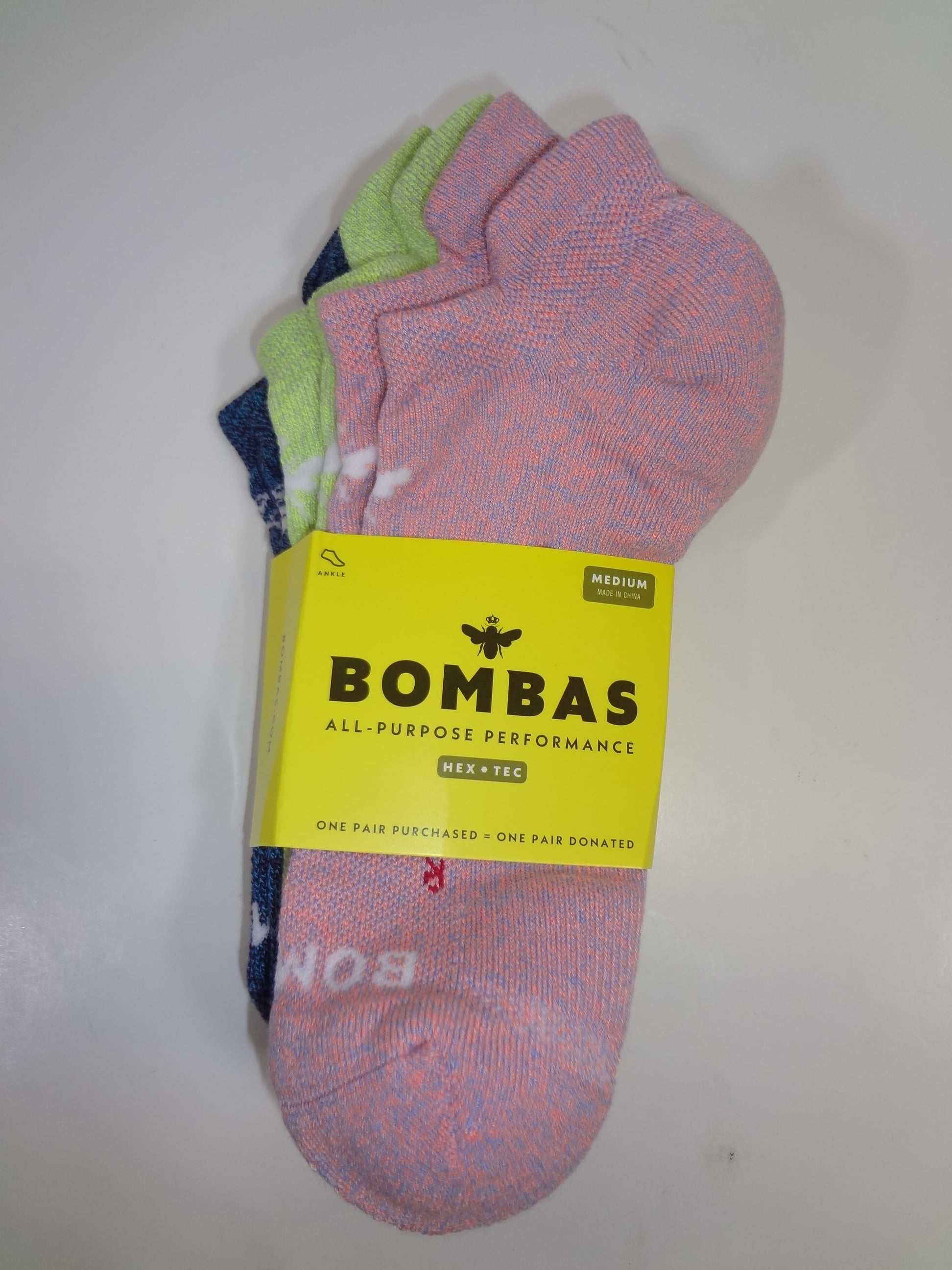 Bombas Women's All Purpose Performance Ankle Socks (Blue/Green/Pink ...