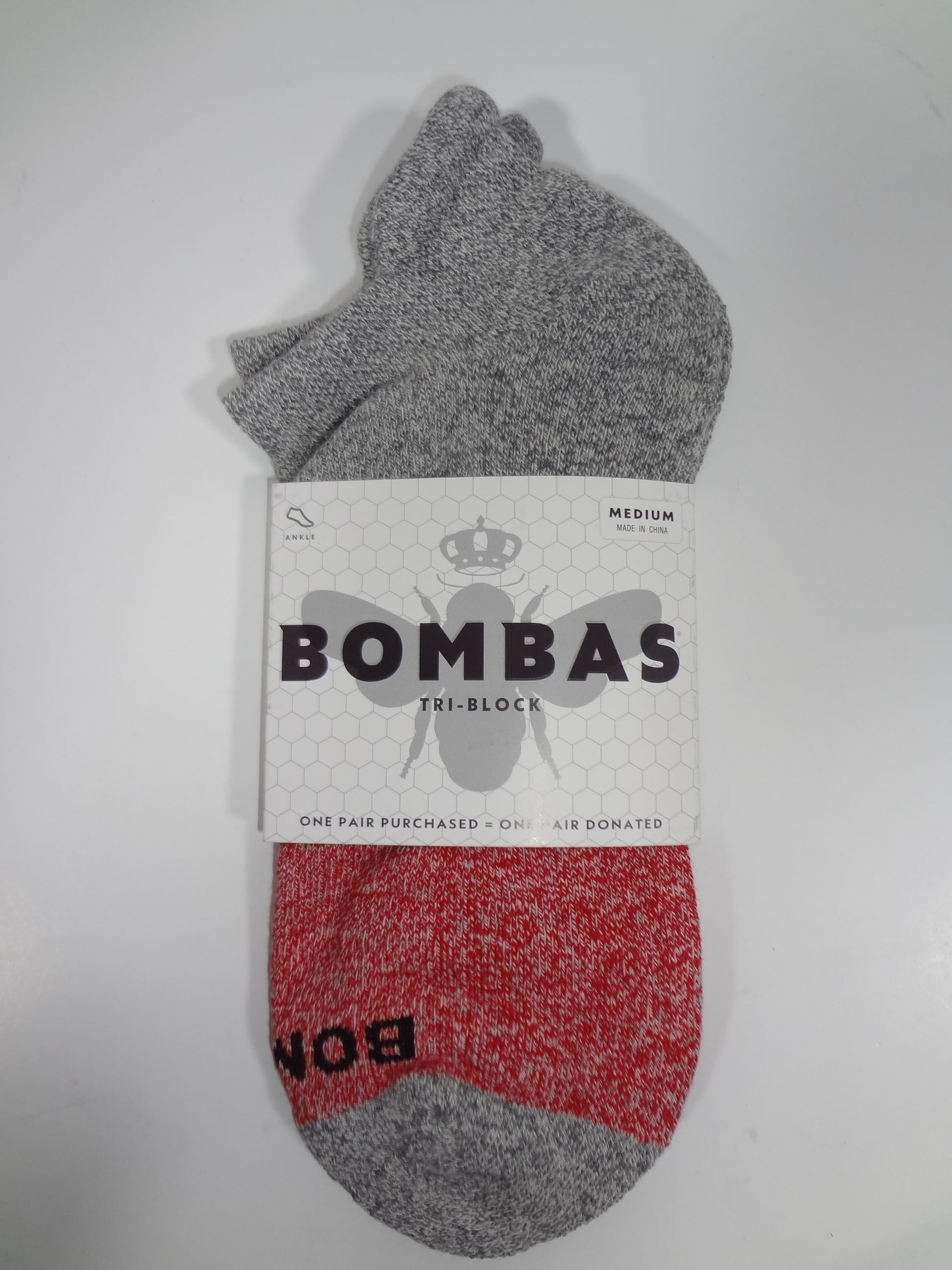 Bombas Women's Tri-Block Ankle Socks - Med (Gray/Red) - Walmart.com