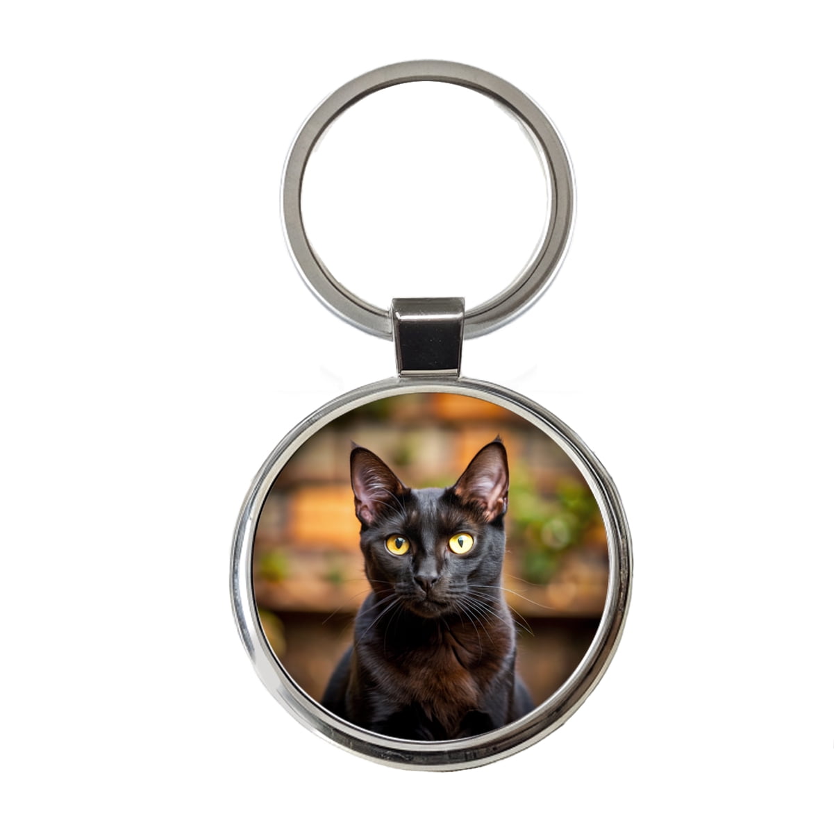 Bombay Black Cat Photo Metal Round Keychain - Walmart.com