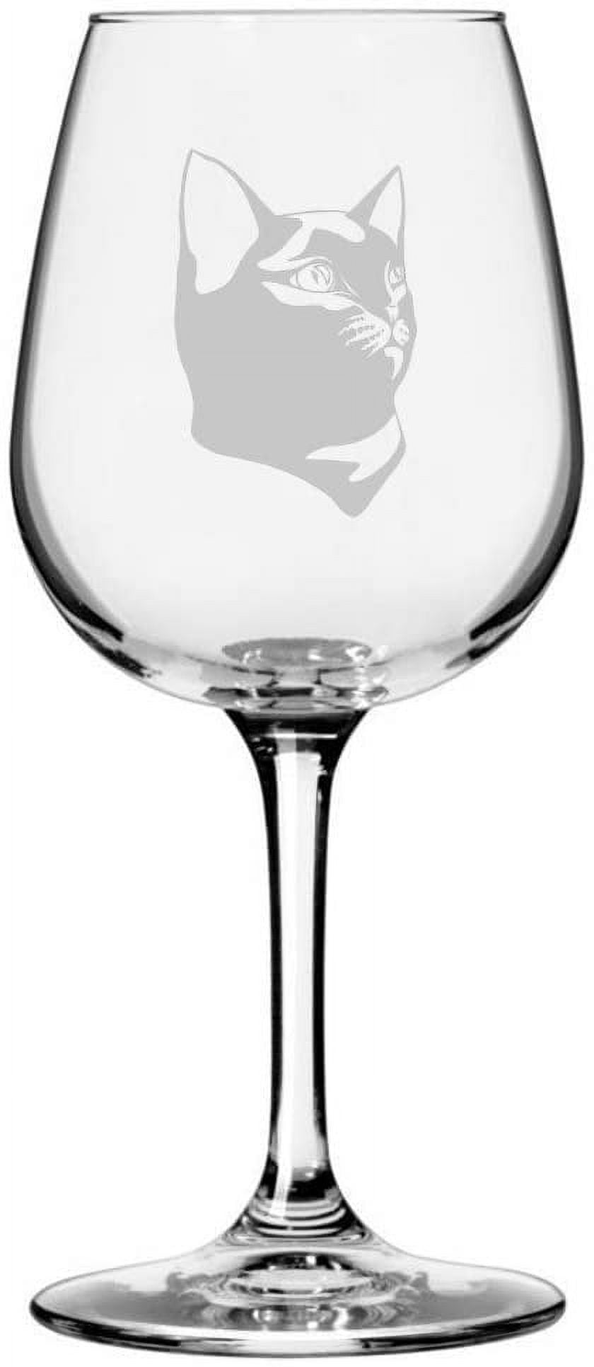Bombay Face Cat Themed Etched All Purpose 12.75oz Libbey Wine Glass ...