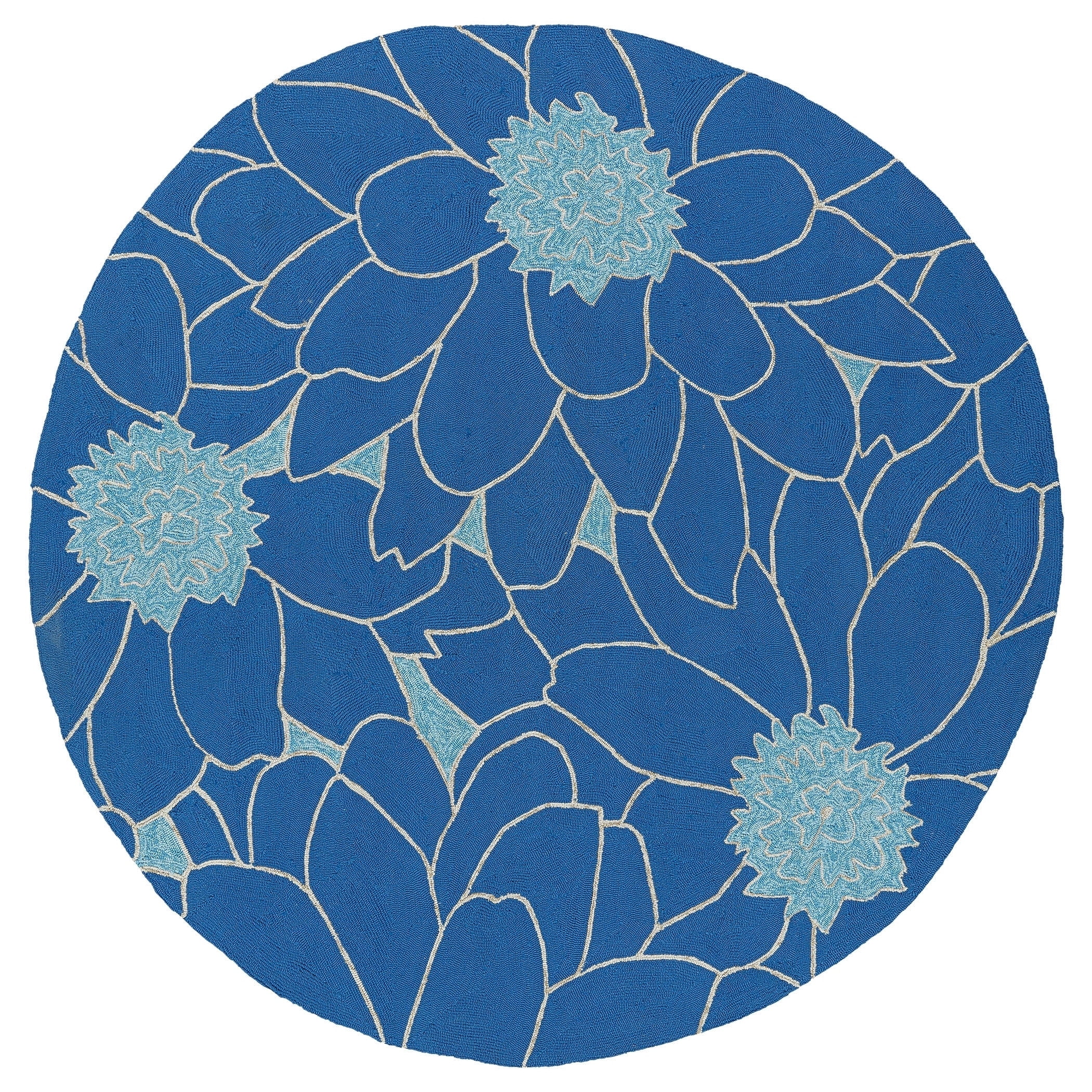 Bombay Home Fiesta Round Blue Flower Indoor/ Outdoor Rug (5'9) - 5'9 ...