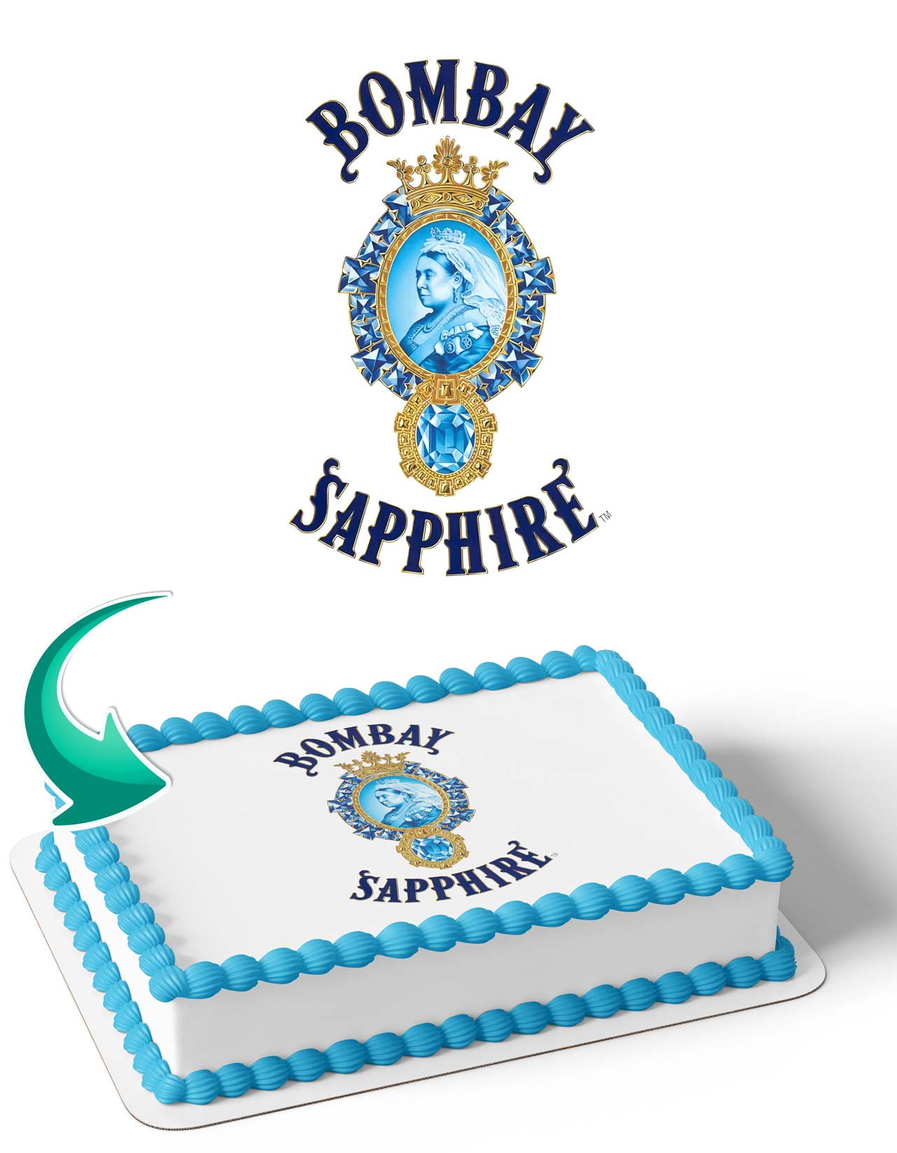 Bombay Sapphire Edible Image Cake Topper Personalized Birthday Sheet ...