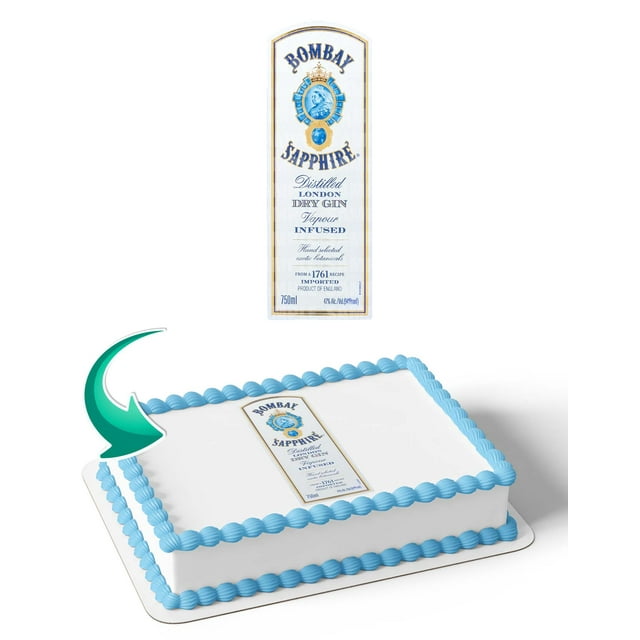 Bombay Sapphire Label Edible Image Cake Topper Personalized Birthday ...