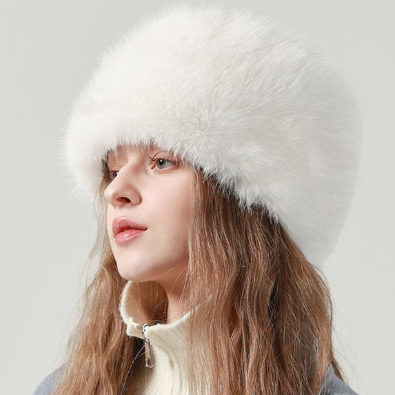 Bomber Hats Visors for Women Fuzzy Bucket Hat Warm Winter Hat Fluffy ...