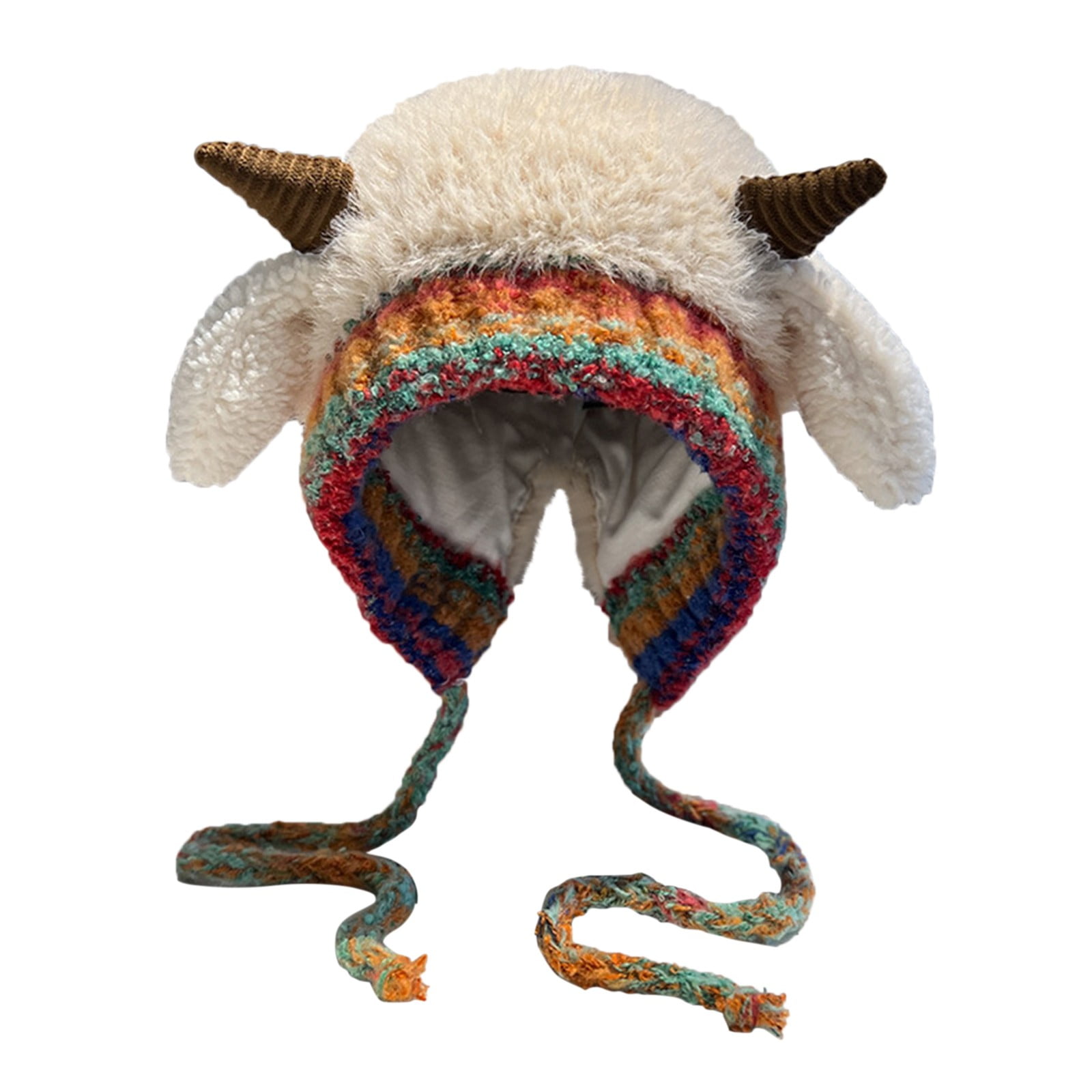 Bomber Hats Winter Proof Knit Hat With Plush Cute Horn Design Warm ...