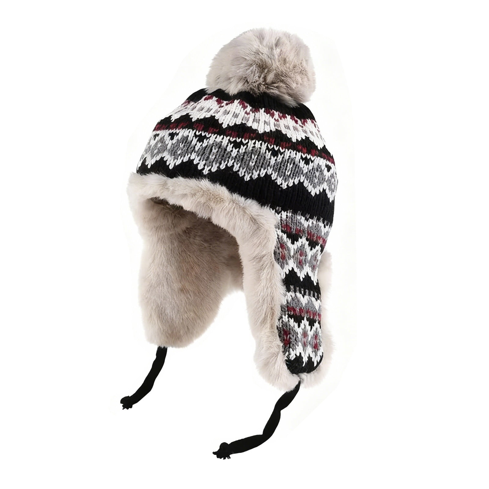 Bomber Hats Women's Knitted Hat With Bobble Winter Hat Warm Windproof ...