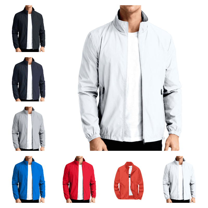 Bomber Jacket Men Lightweight Full Zip Windproof Coat, Stylish Casual ...