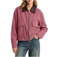 Bomber Jacket Women Spring Fall Winter Lapel Zip Up Pocket Corduroy ...