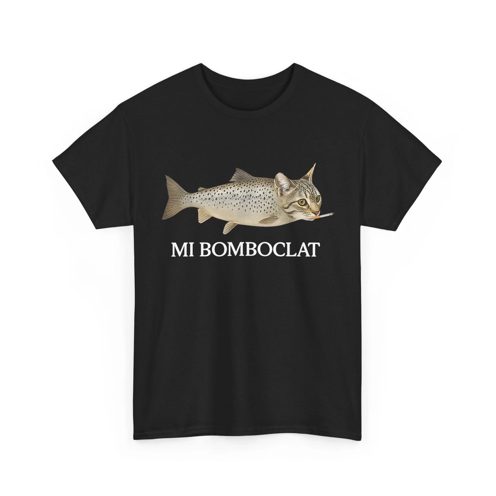 Bomboclat Fish Cat Meme Silly Brainrot Internet Viral Humor Unisex T ...