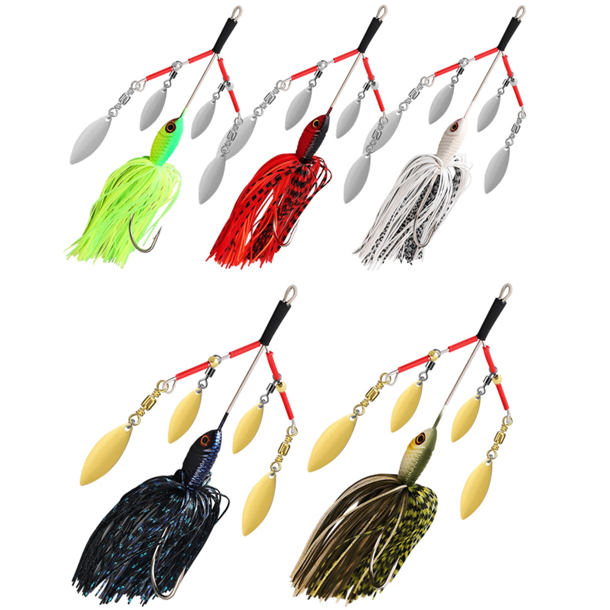 Bombrooster 5-Pack Spinnerbaits for Bass Fishing, Double Willow Blade ...