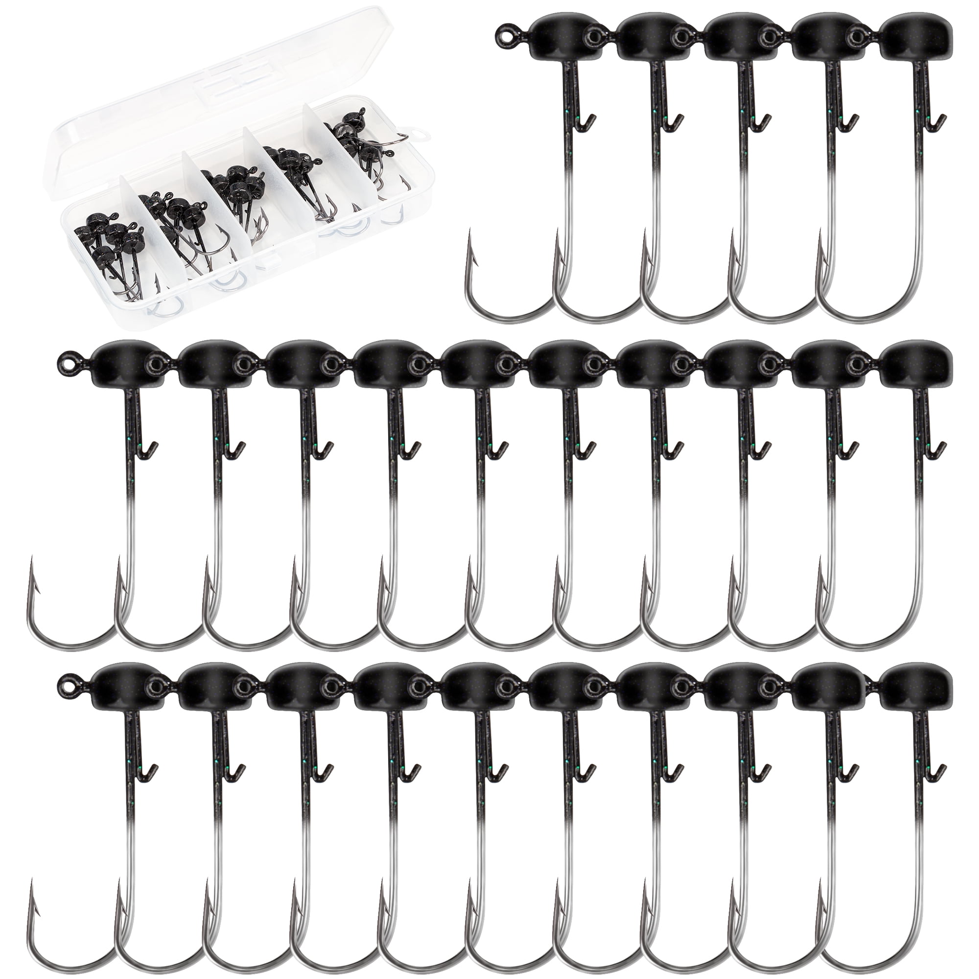 Bombrooster Black Mushroom Head Jigs, 25-Pack Weedless Ned Rigs for ...
