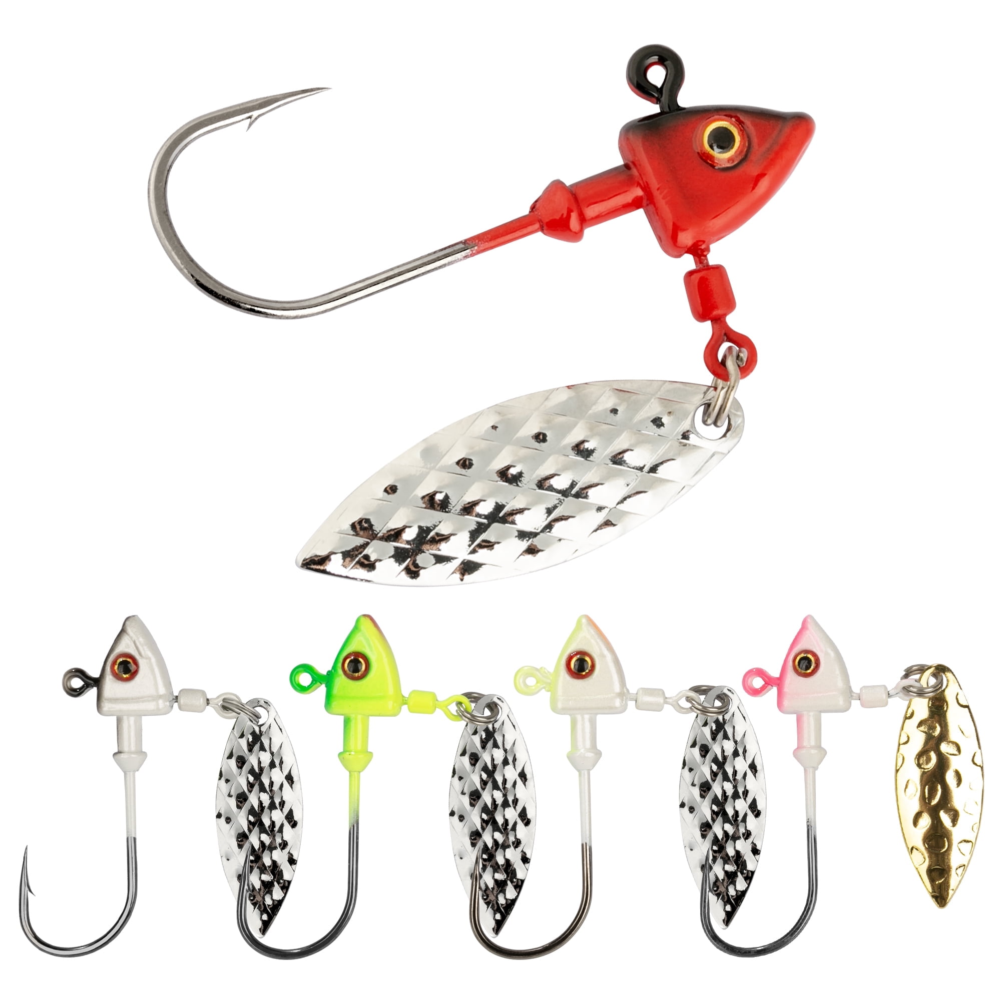 Bombrooster Underspin Jig Heads 5-Pack with Spinner Blades， Fishing ...