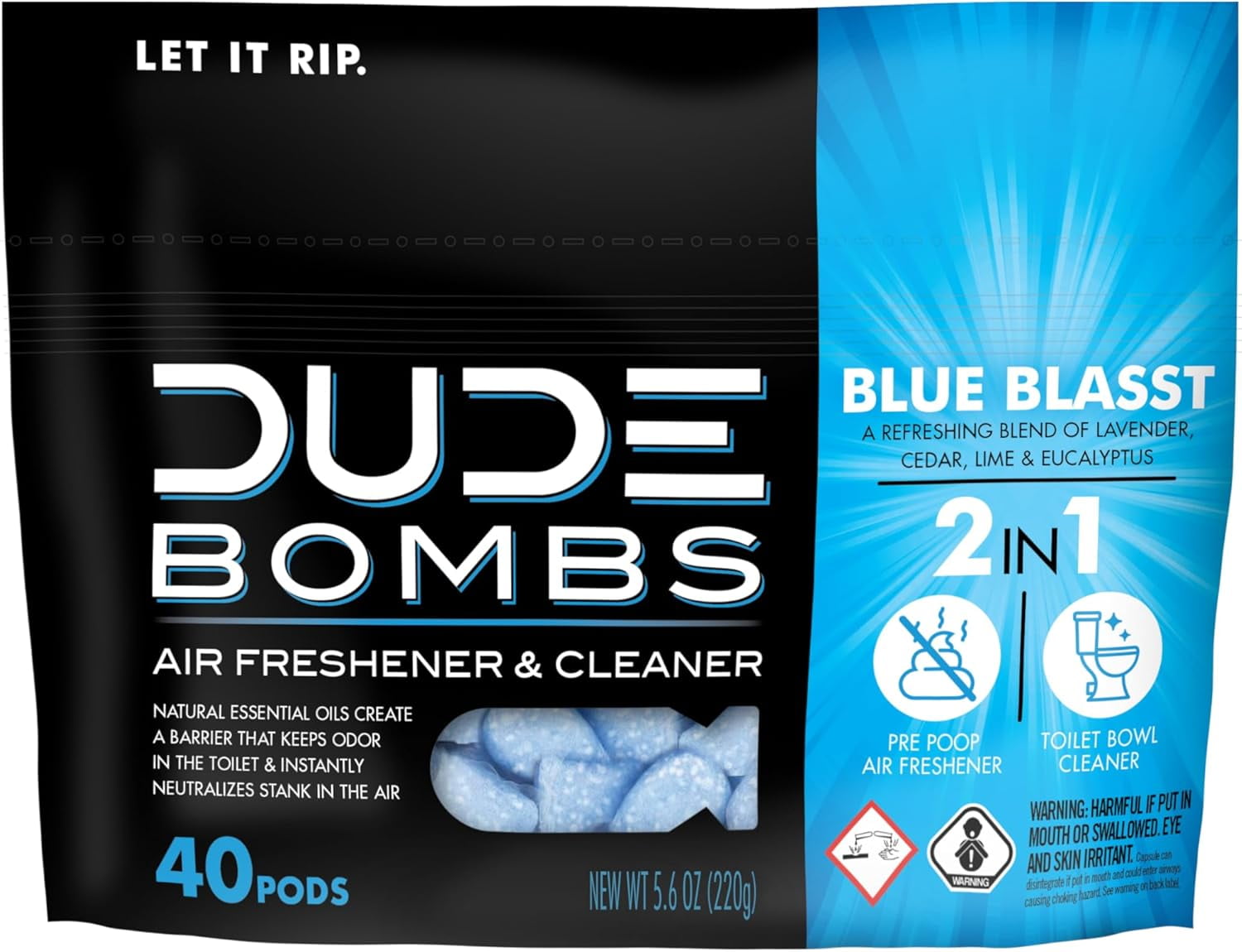 Bombs - Toilet Stank Eliminator - 1 Pack, 40 Pods - Fresh Scent 2-in-1 ...