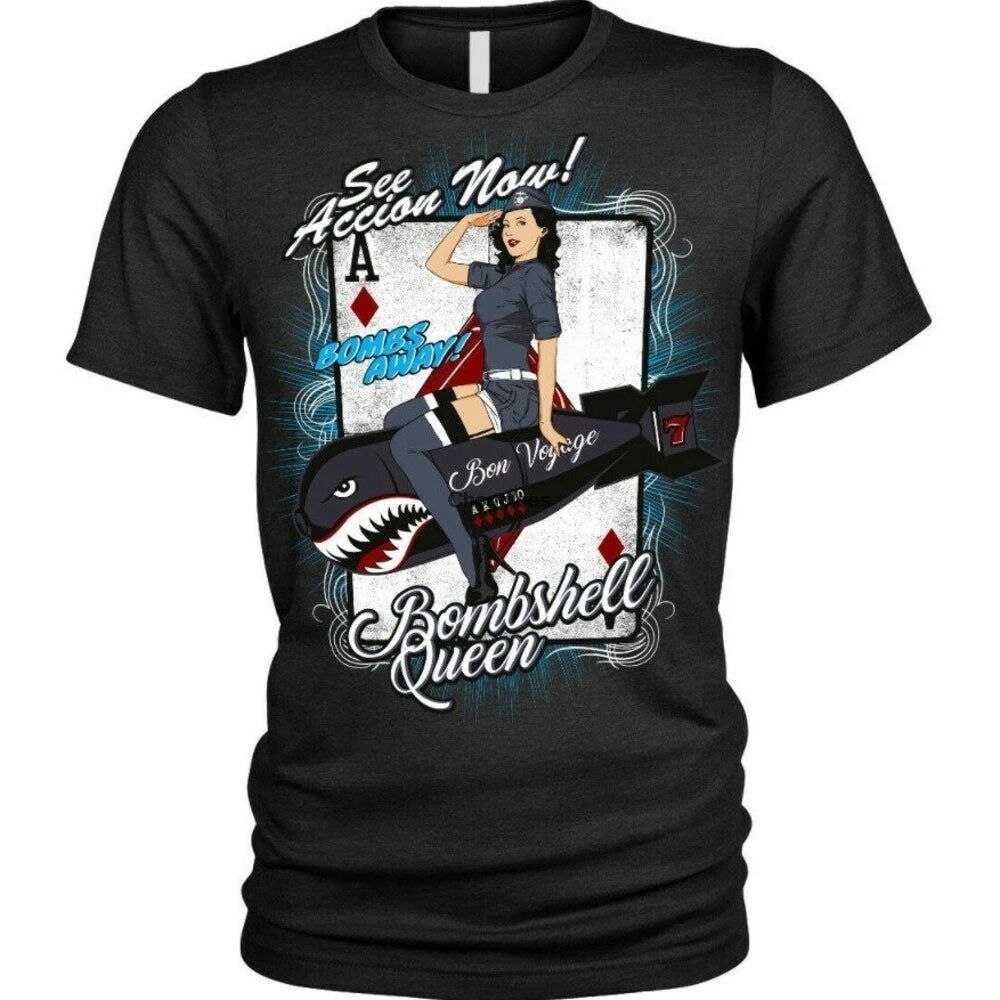 Bombshell Queen pinup usa american army bombs away T Shirt Size S-5XL - Walmart.com