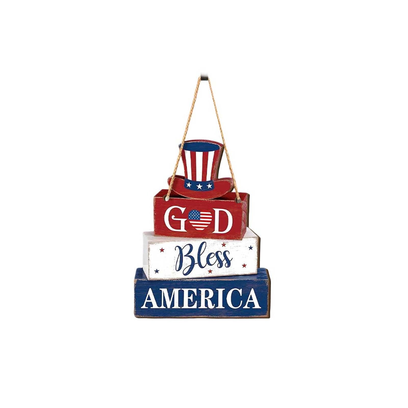 Bomd Independence Day America Patriotic Wooden Hanging Sign, Vintage ...