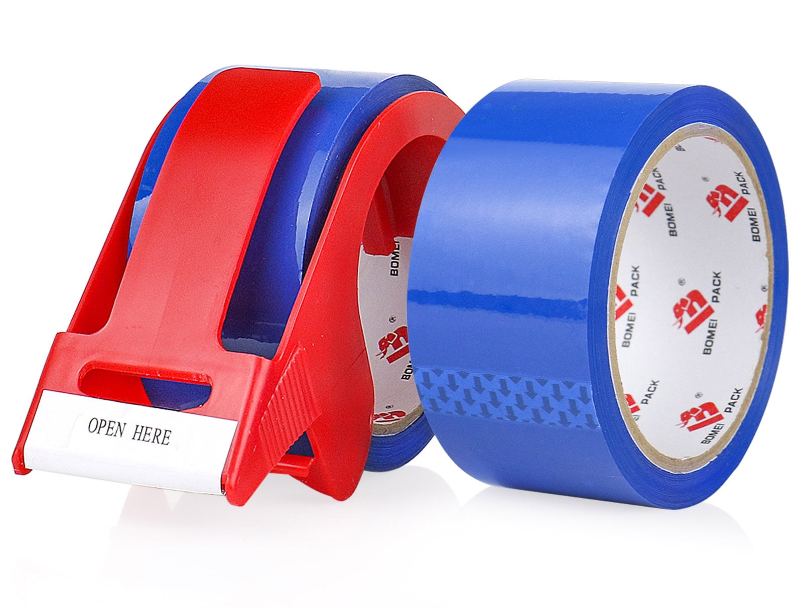 Bomei Pack Blue Packing Tape with Dispenser, 2 Refill Rolls, 1.88 Inch ...