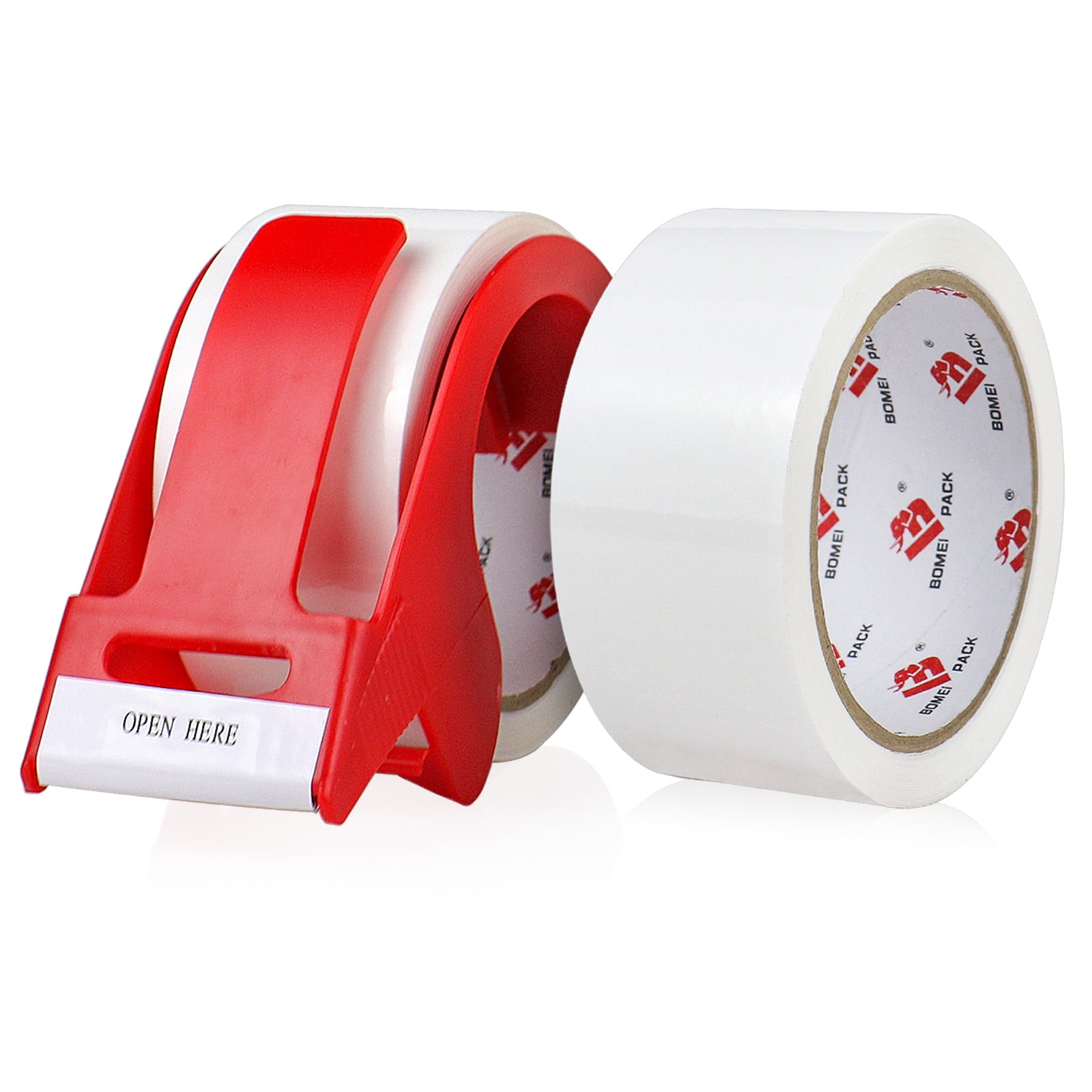 Bomei Pack White Packing Tape with Dispenser, 2 Refill Rolls, 1.88 Inch ...