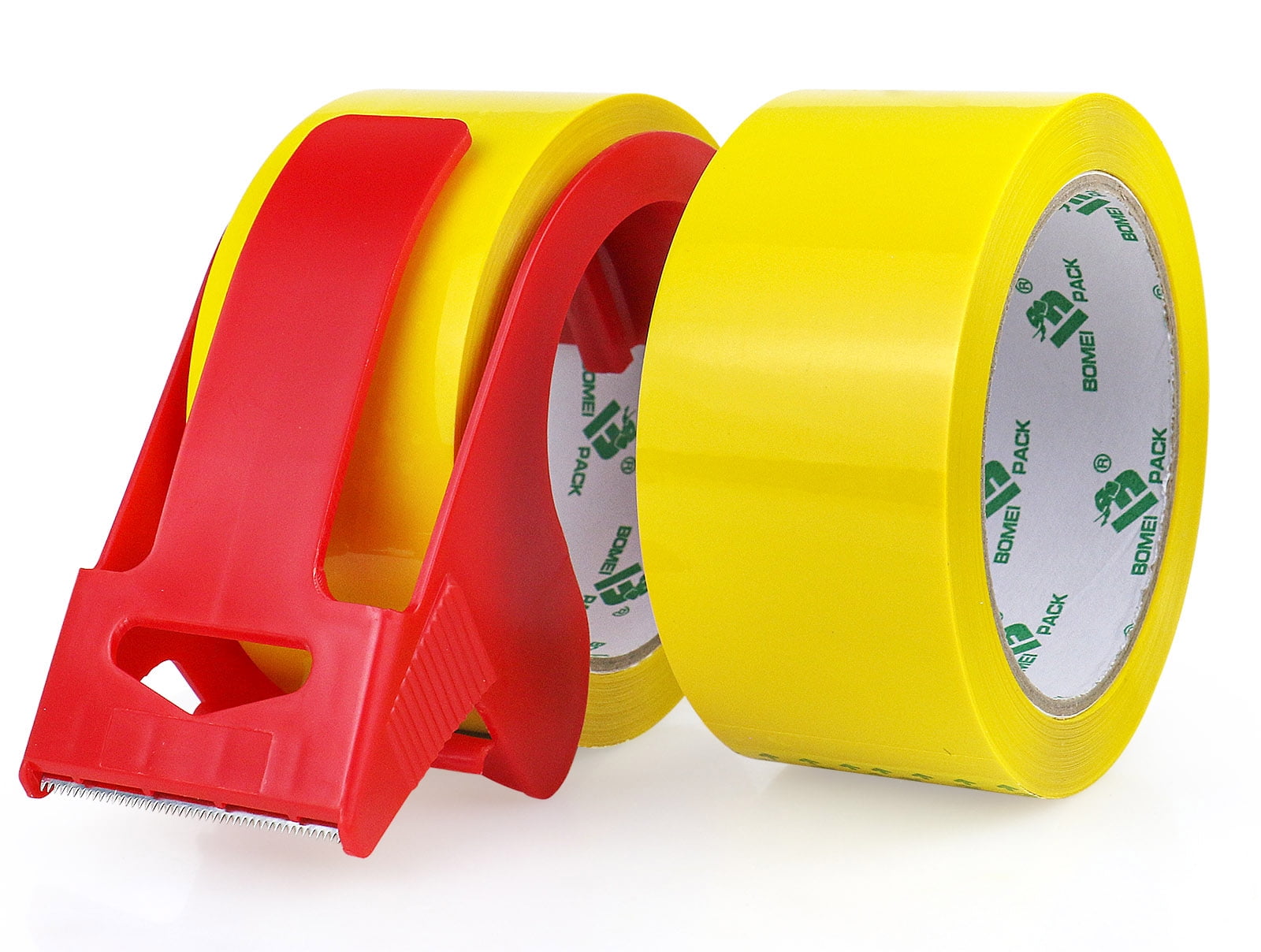Bomei Pack Yellow Packing Tape with Dispenser, 2 Refill Rolls, 1.88 ...