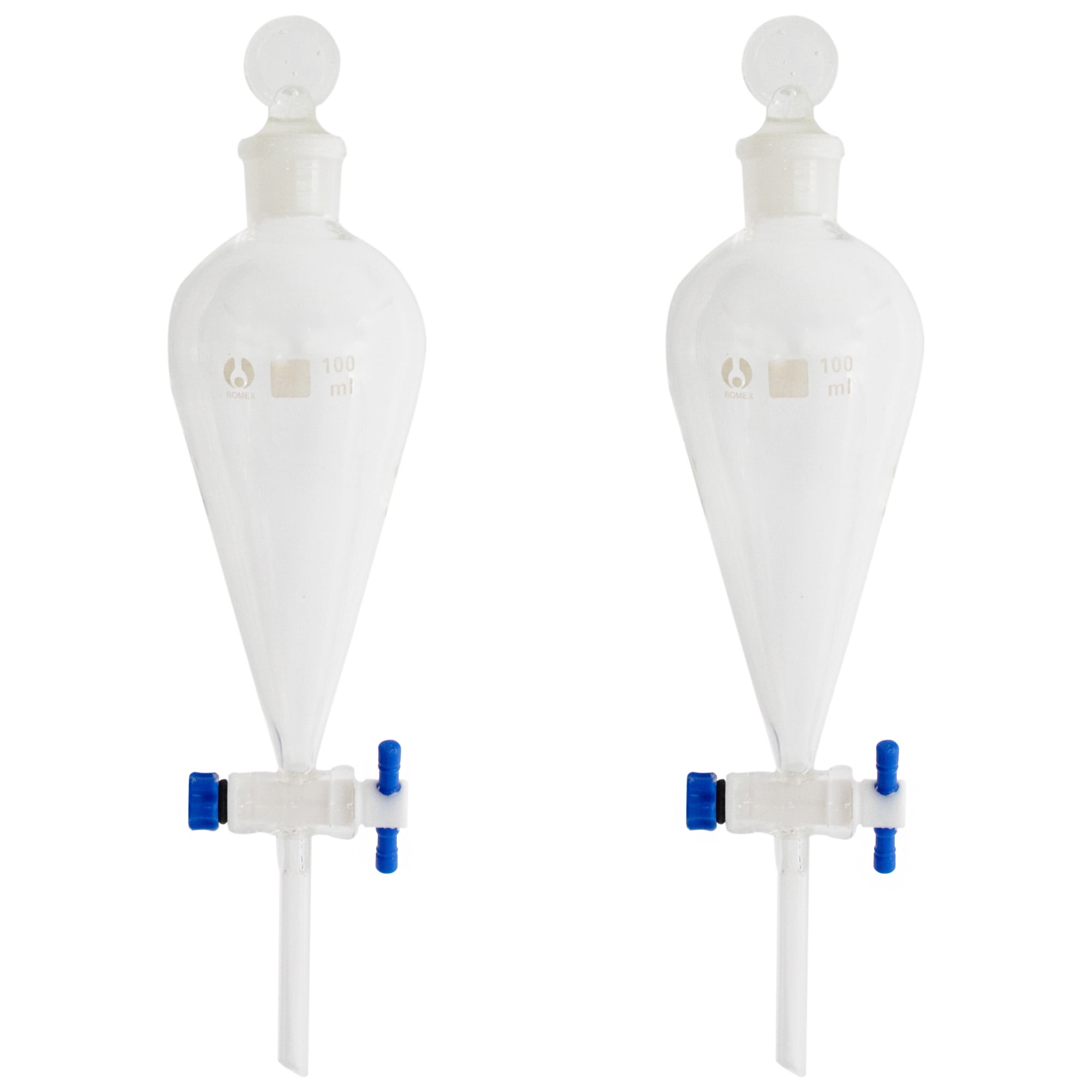 Bomex Glass 100ml Conical Separatory Funnel Glass Stopper and Petcock ...
