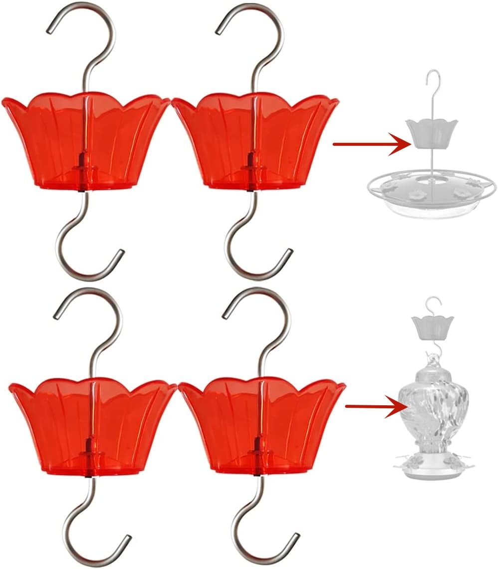 Bomutovy 4 Pack Ant Moat for Hummingbird Feeder 6 OZ Red Insect Guard ...