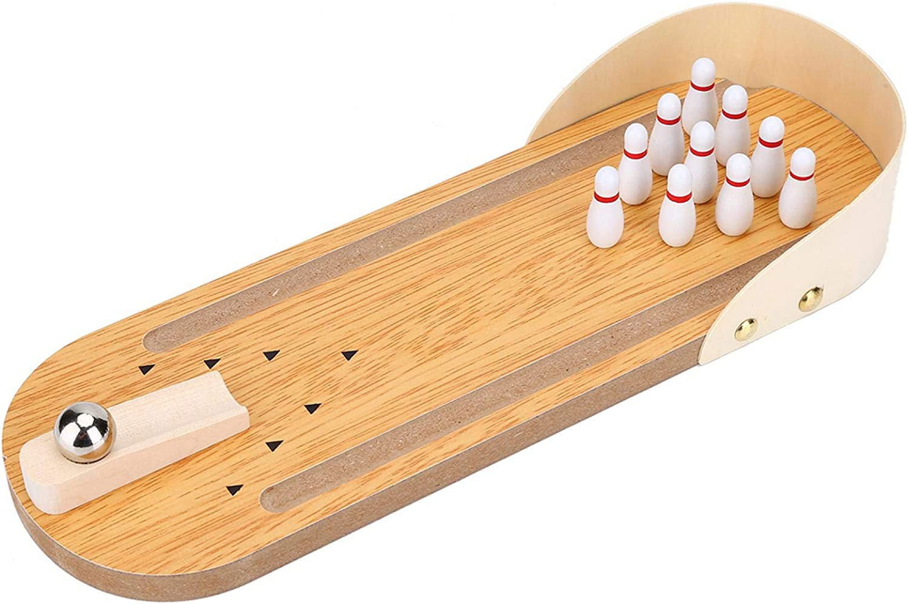 Trianu Mini Bowling Set, Wooden Tabletop Bowling Game Desk Toys Desktop ...