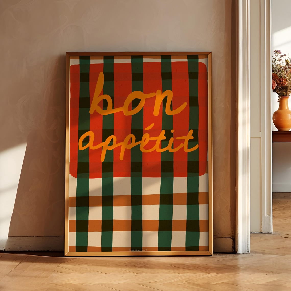 Bon Appetit Cozy Kitchen Poster Retro Dining Room Wall Art Aesthetic ...