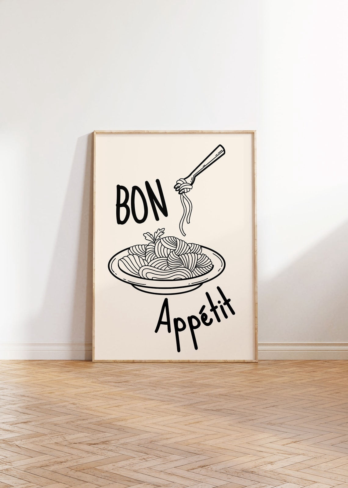 Bon Appetit French Quote Minimalist Kitchen Wall Art, Unframed Canvas ...