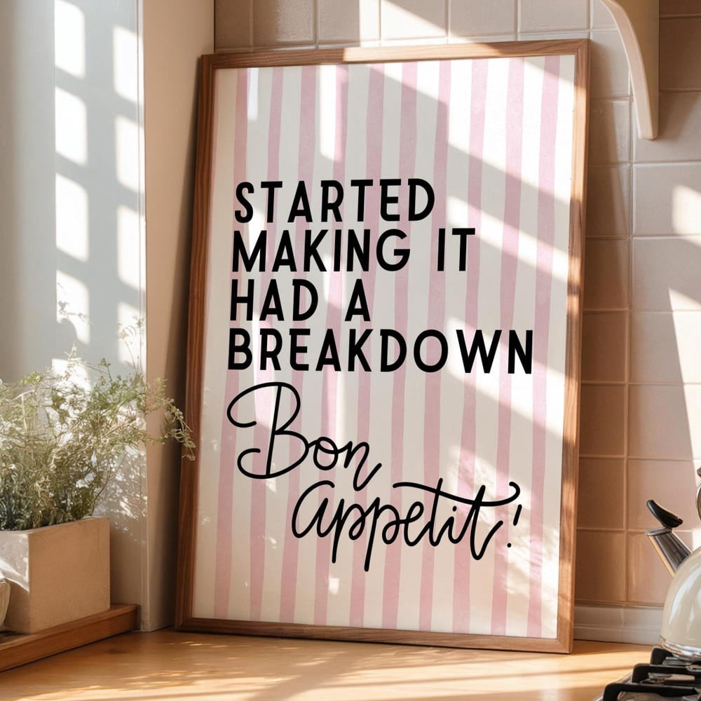 Bon Appetit Funny Kitchen Cooking Quote Art Poster, Unframed Canvas ...