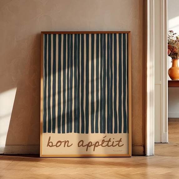 Bon Appetit Kitchen And Dining Room Modern Wall Art Aesthetic Decor ...