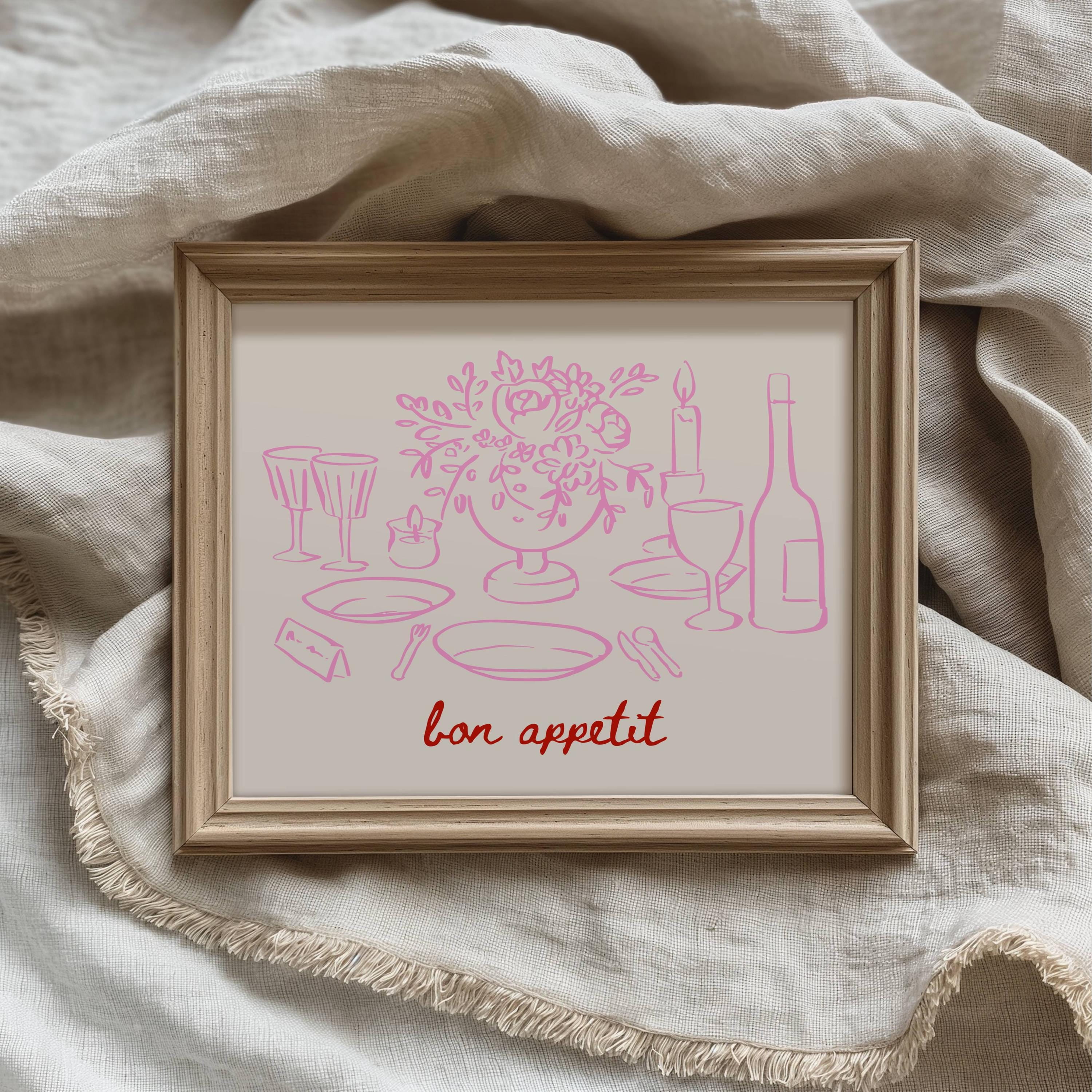 Bon Appetit Kitchen Art Print: Cafe Home Decor UNFRAMED Poster, Wall ...