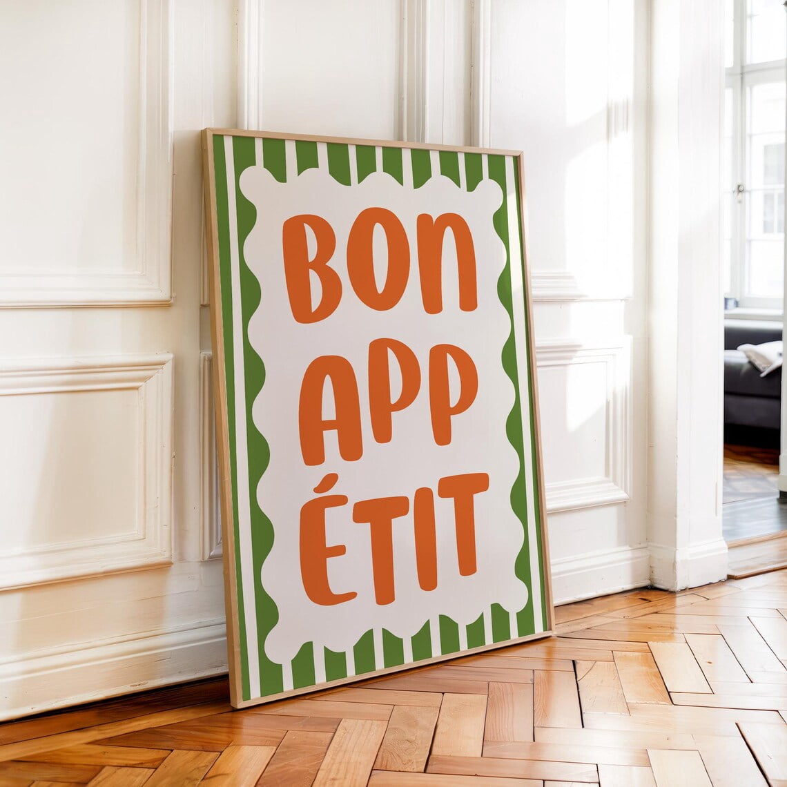 Bon Appetit Kitchen Colorful Kitchen Retro Typography French Phrase ...