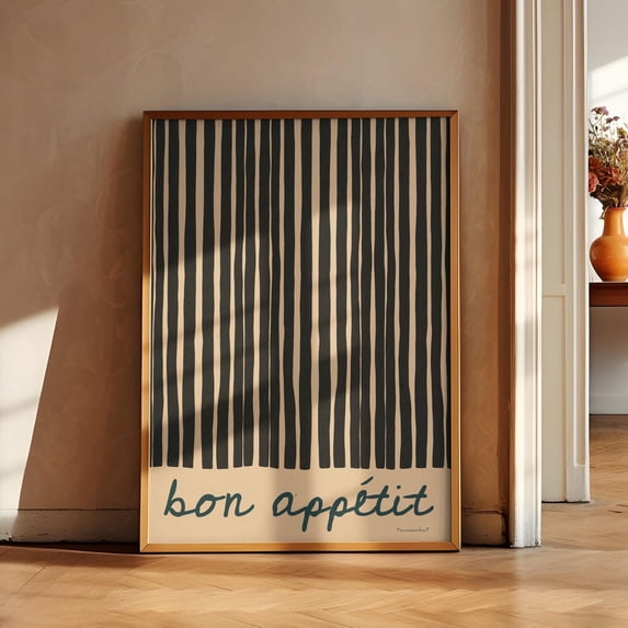Bon Appetit Kitchen Poster Dining Room Modern Wall Art Aesthetic Decor ...