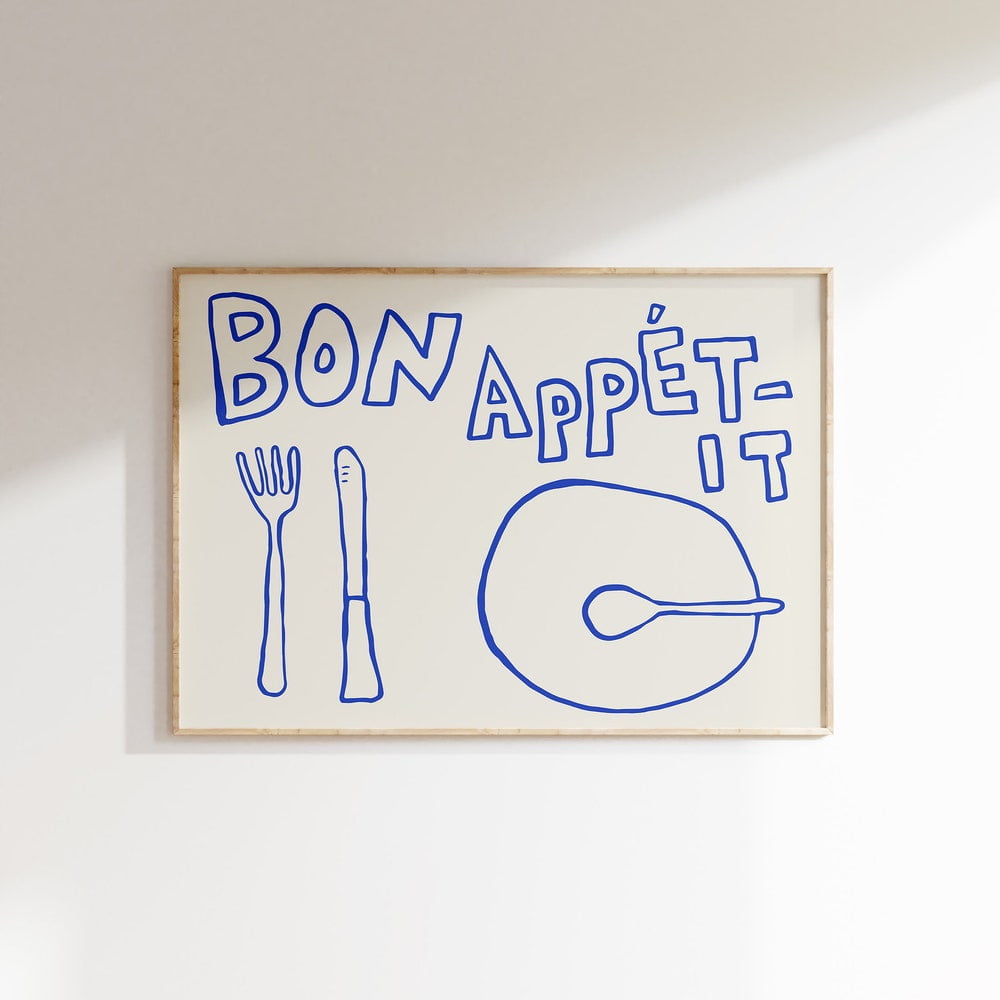 Bon Appetit Kitchen Print: French Food Art, Modern Minimalist Decor ...