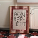 Bon Appetit Kitchen Print Red Stripe Typography Wall Art Dining Room ...