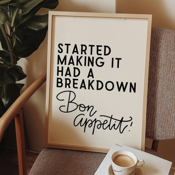 Bon Appetit Kitchen Wall Print, Bake Off Quote Decor, Unframed Paper ...