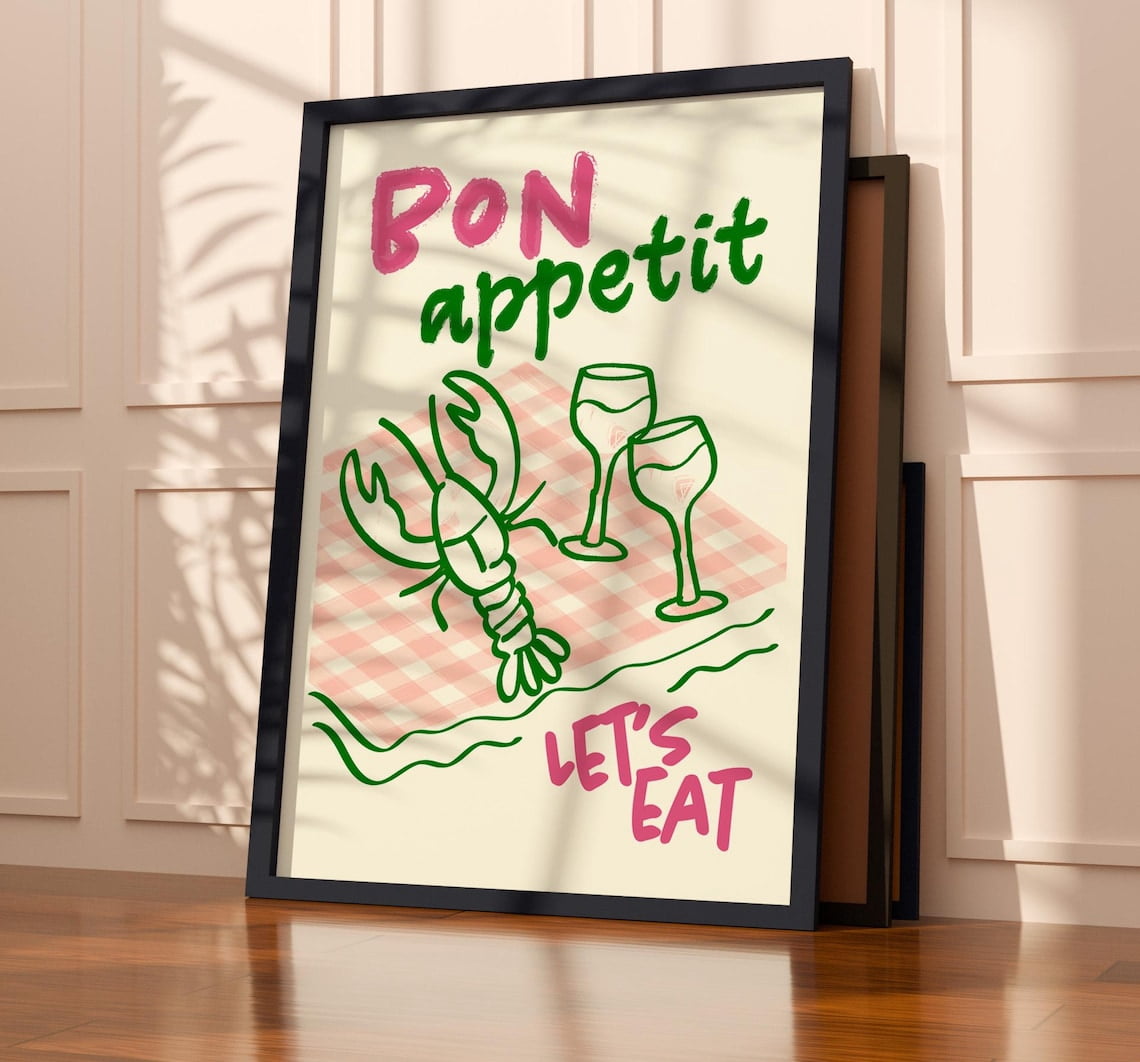 Bon Appetit Let's Eat Food Print, Unframed Paper Poster 11x14in ...