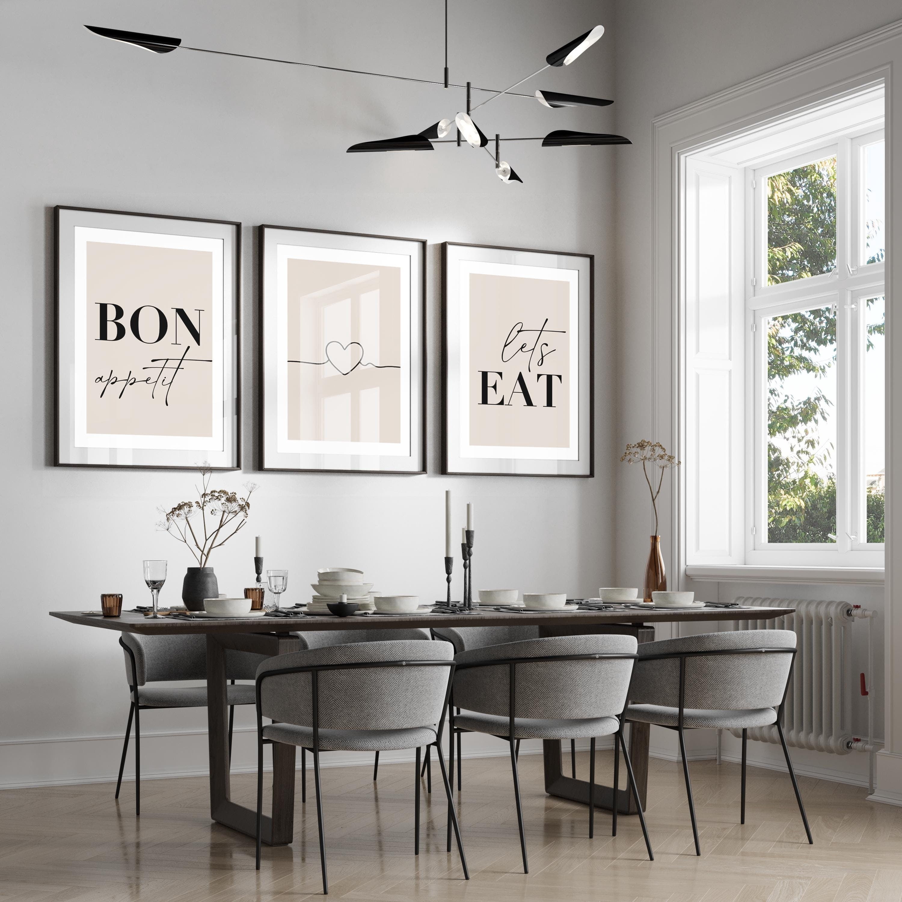 Bon Appetit Lets Eat Dining Room Prints Prints. Kitchen Wall Art Beige ...