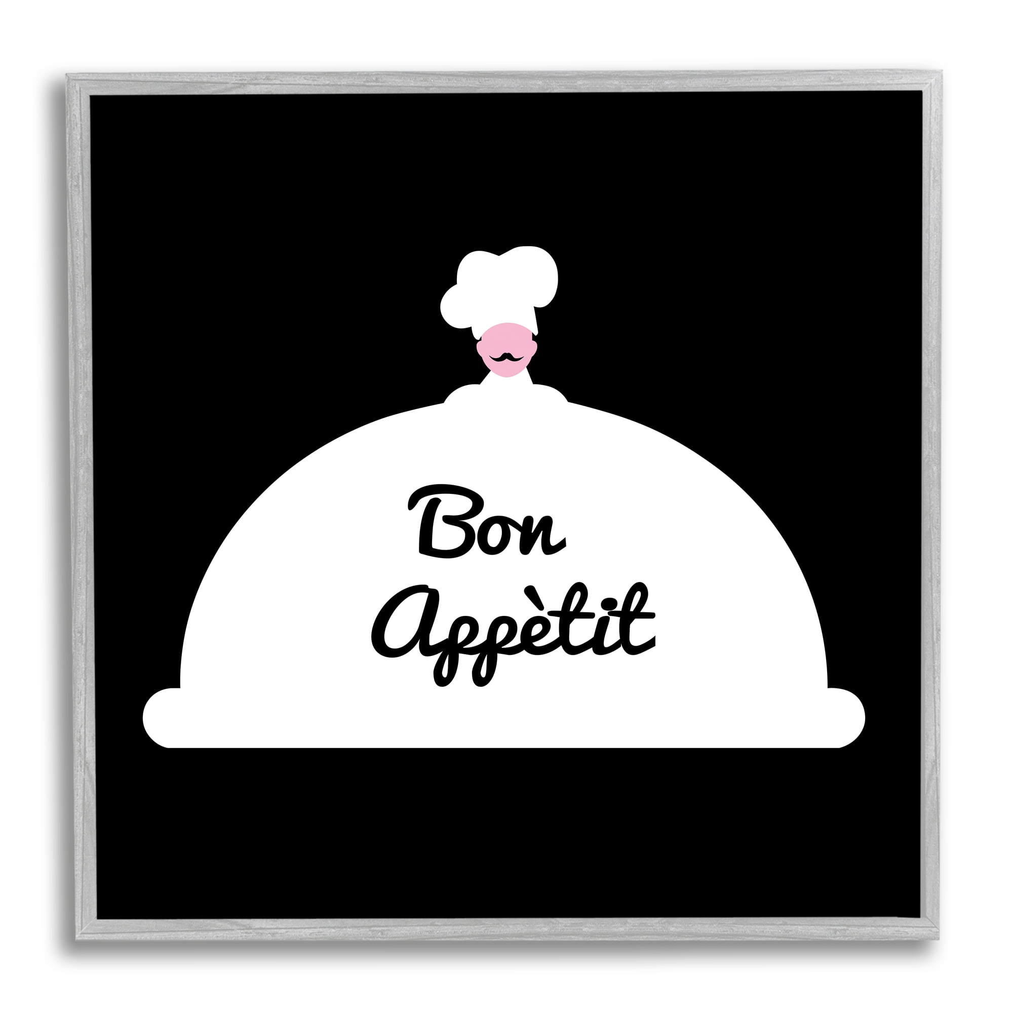 Bon Appetit Phrase Mustache Chef Modern Design Food & Beverage Framed ...