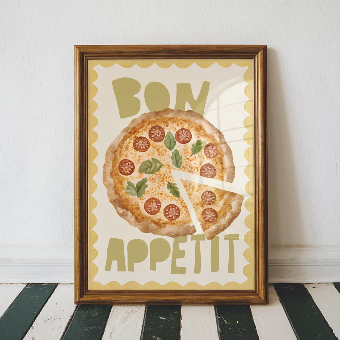 Bon Appetit Pizza Kitchen Decor Typography Italian Food Lover Romantic ...