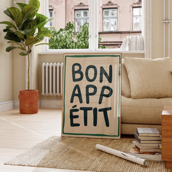 Bon Appetit Poster Black Kitchen Wall Art Aesthetic Decor Dining Room ...