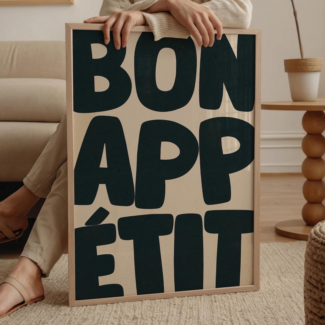 Bon Appetit Poster Dining Room Wall Art Black Kitchen Decor Design1 ...