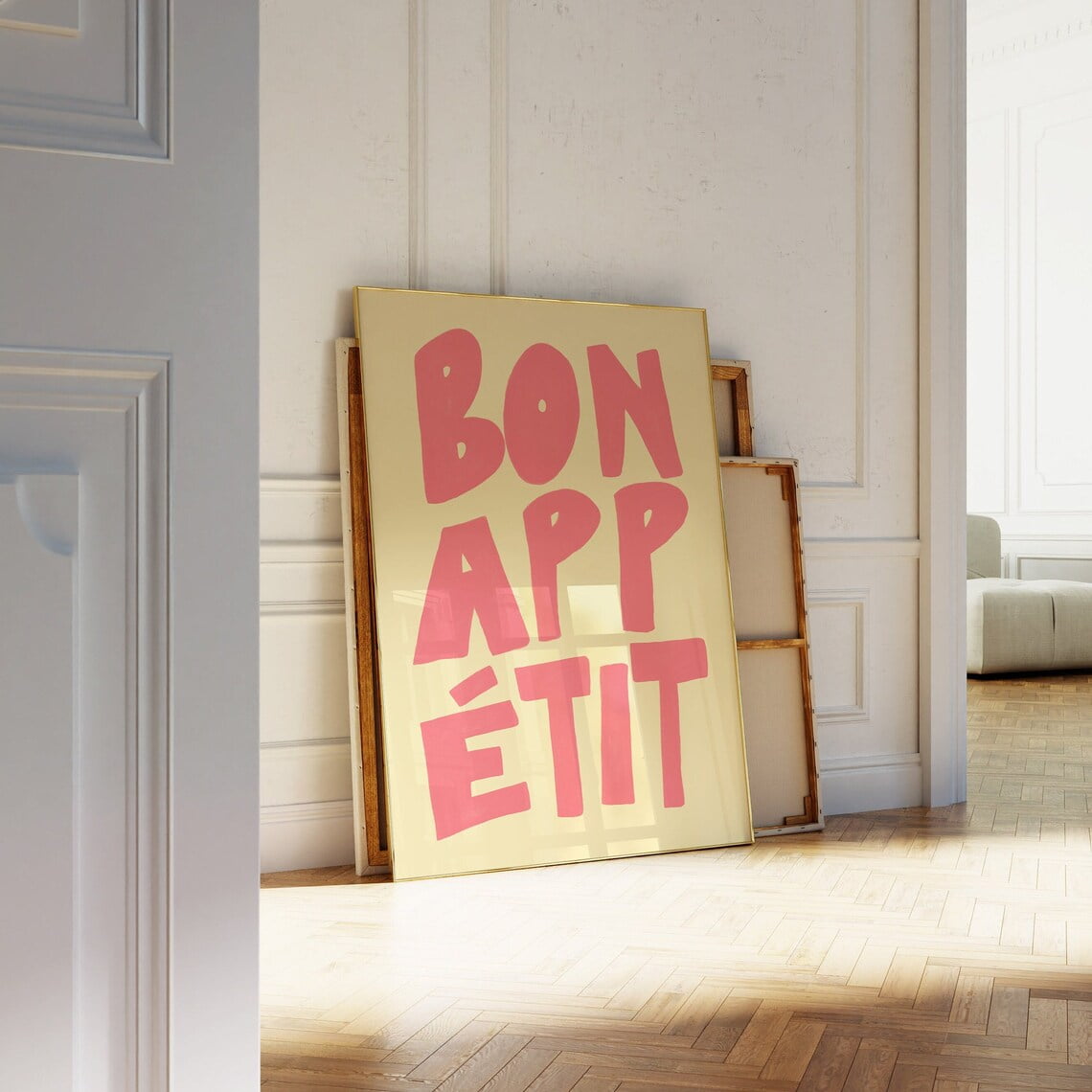 Bon Appetit Poster, French Quote Poster, Typography Print, Mid Century ...